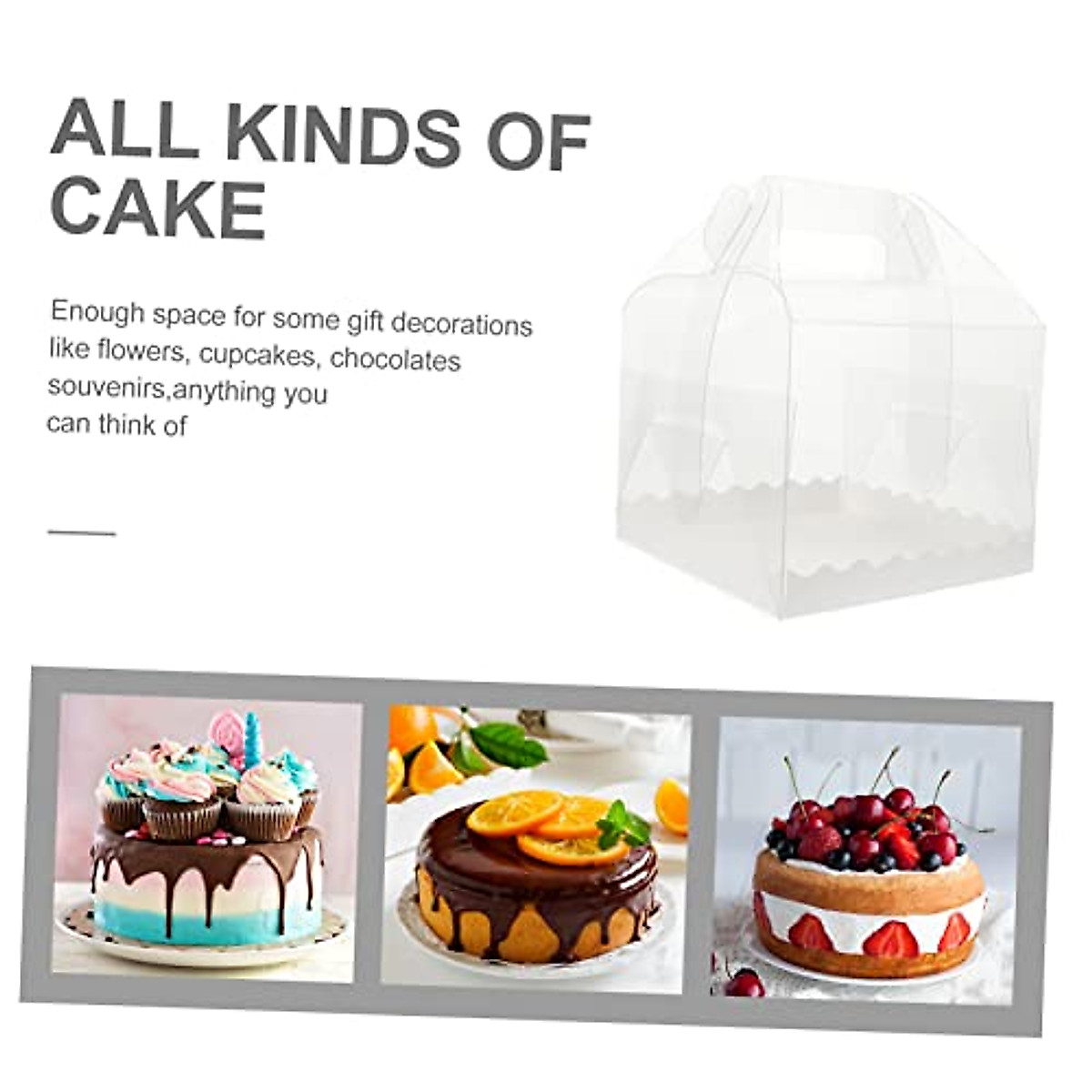 HEMOTON 10pcs Boxes Portable Cake Box Container with Lid Plastic Cake Stand Containers for Food Transparent Gift Box Mini Cupcake Boxes Small Cake Carriers Paper Transparent Cake Container