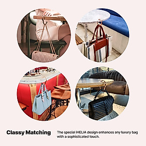 iHELIA Purse Hook Hanger for Table (Modern) - Premium Bag Holder w/Ergonomic Bracelet Oval Design (Gold)