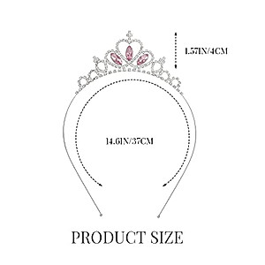 Brishow Rhinestone Girls Tiara and Crown Silver Crystal Princess Crowns Birthday Party Headband Tiaras (Pink)