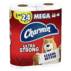 Charmin Ultra Strong Toilet Paper, 6 Mega Rolls = 24 Regular Rolls, 6 Count