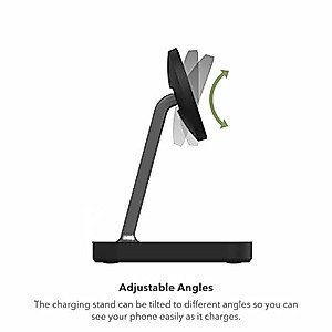 mophie Snap+ 2-in-1Charge Stand & Pad - 15w Wireless Charger Compatible with iPhones & AirPods, Includes Snap+ Adapter for Other Qi Enabled Phones, Steel Base, Adjustable Angles