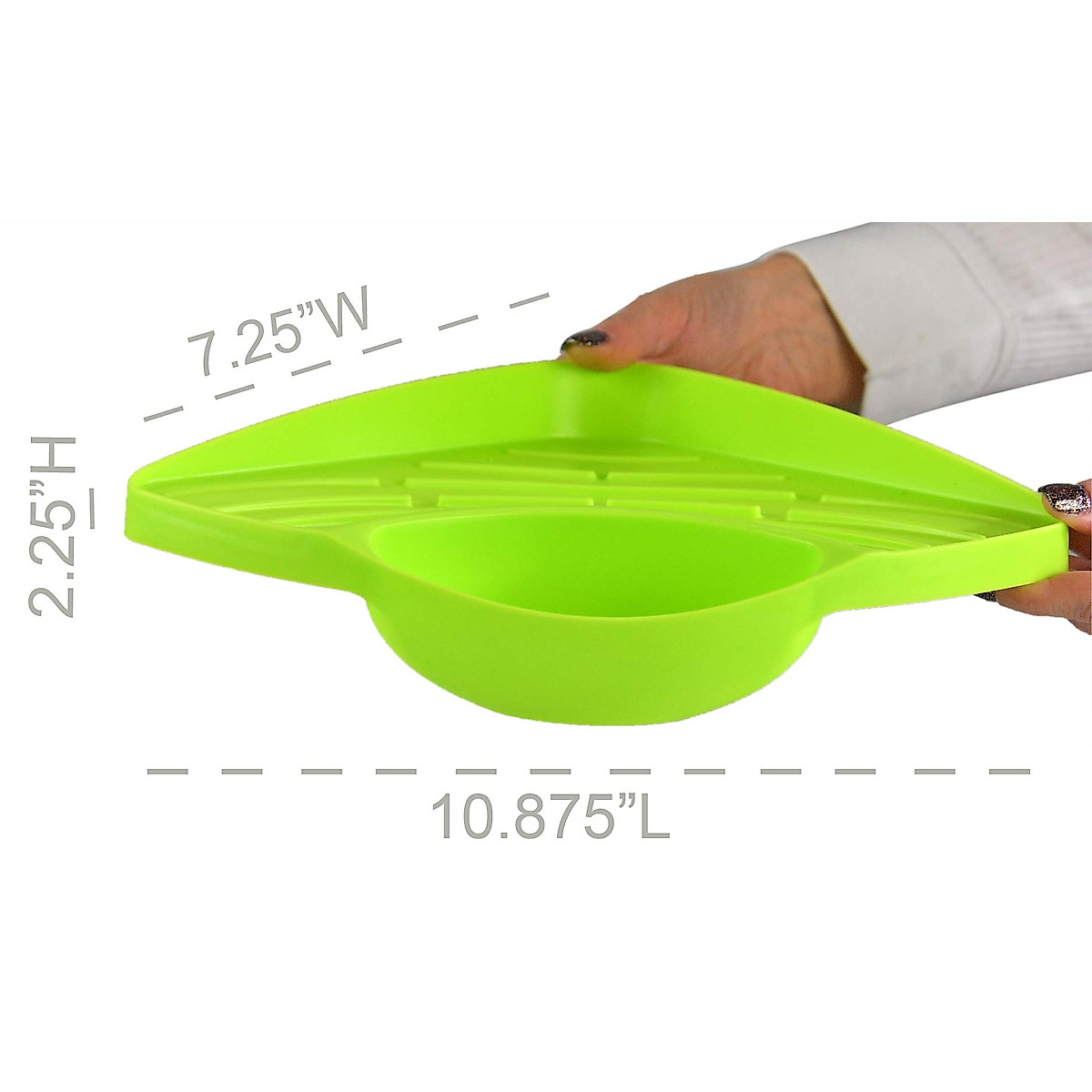 HOME-X Sponge Holder Kitchen Decor, Triangle Sink Corner Shelf - Storage Rack Suction Cup Holder Organizer for Dish Cloth Sponge Soap Cleaning Brush (Green)