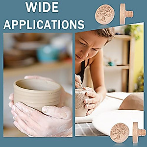 CHGCRAFT Tree of Life Pattern Wooden Clay Stamp for DIY Creation Clay Tool Clay Pottery Tool