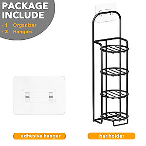 SpaceAid 4 Tier Shampoo Bar Holder for Shower, Self Draining Soap Bar Holders Caddy for Bathroom Wall and Kitchen Sink, Shampoo Bar Dish Rack, Stainless Steel Bar Soap Holder (Black)