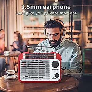 AM/FM/SW1-2 Radio Shortwave Transistor Radio AC or Battery Operated with Best Reception Big Speaker and Precise Tuning Knob with AUX in & 3.5mm Earphone Jack
