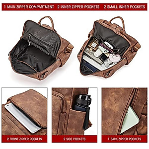 Botimmy Leather Backpack Purse for Women Fashion Convertible Ladies Shoulder Bags Large Travel Bag Casual Bookbag purse