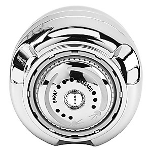 PF WaterWorks SmartFLOW Water Sense Listed Water Saving Efficient Three Spray Pattern Massaging Showerhead - 1.5 GPM; PF0555