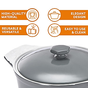 Bruntmor Casserole Dish with Lid - Oven Safe Casseroles for Baking Dishes - Bakeware Pot with Handles - Covered Deep Casserole Set - Bakeware with Lids - Cookware Set - 2 Quarts - Grey and White