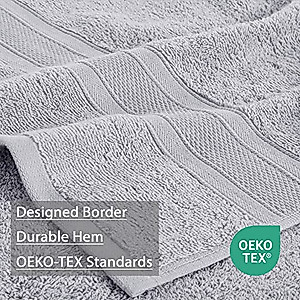 TRIDENT 6 Piece Bath Towels Set for Bathroom - 2 Bath Towel, 2 Hand Towel, 2 Washcloth 100% Cotton Soft and Plush Highly Absorbent, Soft Towel for Hotel & Spa - Silver Grey