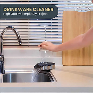 Bravo Outlet Glass Rinser for Kitchen Sink - 360° Rotating Jet Cup Cleaner for Sink w/ 9 High-Pressure Nozzles Glass Washer for Kitchen Sink - SUS 304 Glass Cleaner for Sink and Bottle Washer