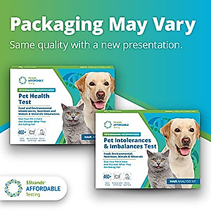 5Strands Pet Health Test - Food Intolerance, Environment Intolerance, Nutrition, Metals and Minerals - at Home Dog or Cat Hair Sample Collection Kit, Results in 7 Days, Works for All Ages and Breeds