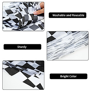 RUBFAC 170ft 120pcs Black and White Checkered Flag Banner Racing Flags Pennant Banner, Nascar Theme Race Car Monster Truck Birthday Party Decorations, Monster Jam Party Supplies