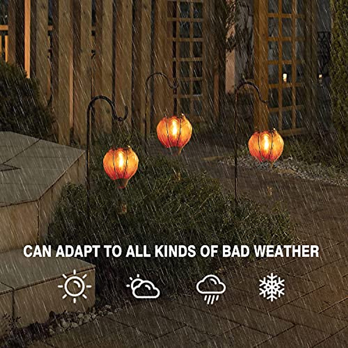 Hot Air Balloon Solar Lantern with Flickering Flame Hanging Solar Lights Outdoor Waterproof Lanterns for Garden Patio Yard Party Decoration