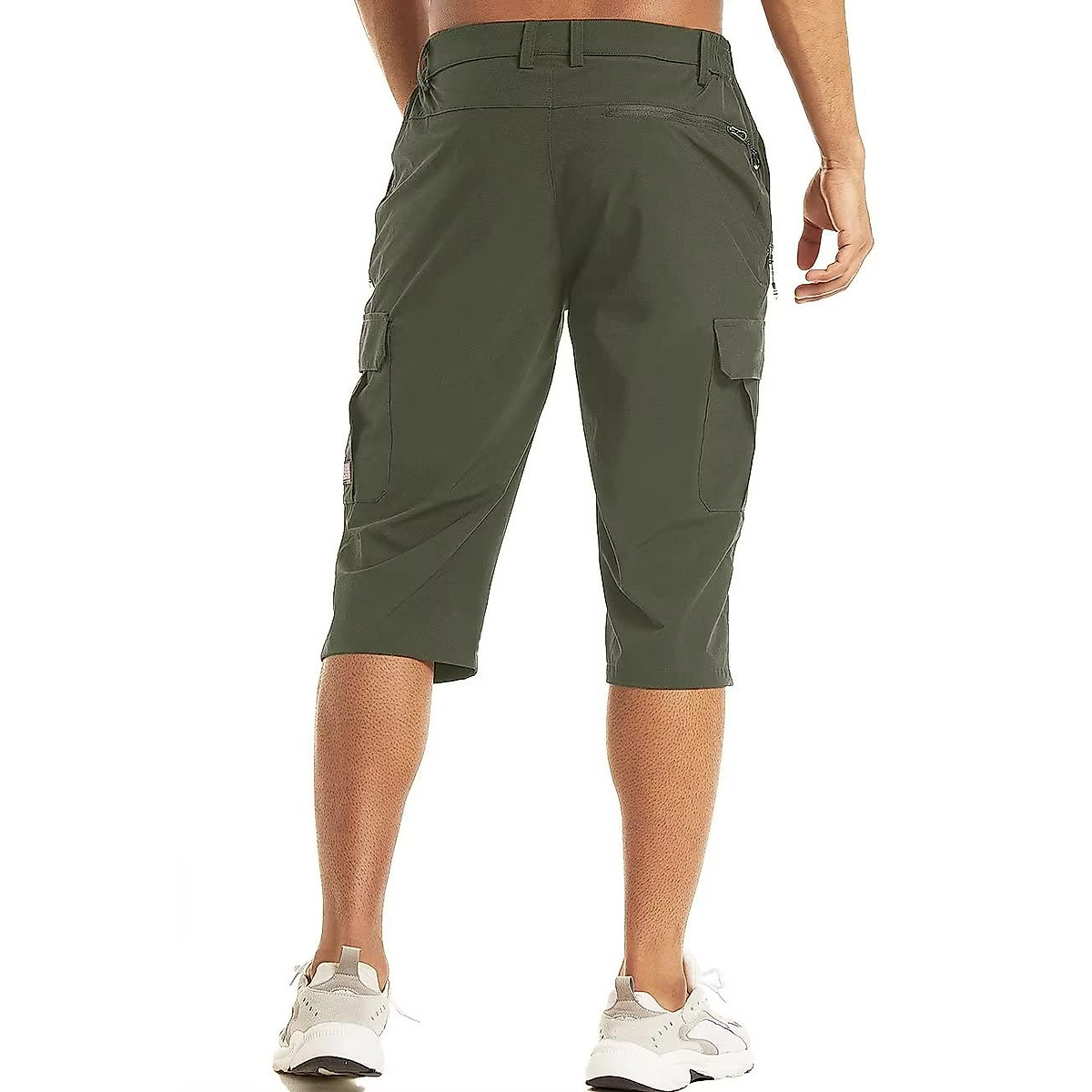 MAGCOMSEN Mens Cargo Shorts Summer Shorts Athletic Hiking Quick Dry Shorts Tactical Long Shorts for Men Basketball Fishing Sweat Shorts Green