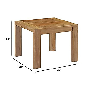 Modway Upland Teak Wood Outdoor Patio Side End Table in Natural