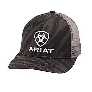 Ariat Mens Shield Logo Richardson 122 Zig Zag Baseball Cap(Black/Grey, One Size)