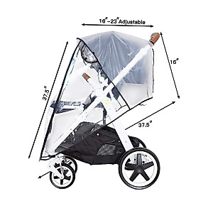 Hrzeem Stroller Rain Cover Universal Size Waterproof Windproof EVA The Weather Shield with Eye Screen(Black)