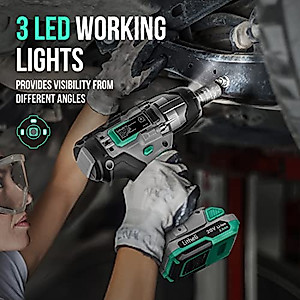 Litheli Impact Wrench Cordless, 1/2 inch Power Impact Driver with 320 ft-lbs(430N.m) Max Torque, 20V Impact Gun Kit with 2.0Ah Li-ion Battery ＆ Fast Charger for Car Home