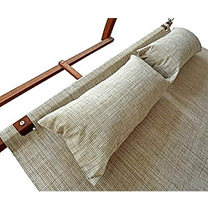 Leisure Season SBWC402 Swing Bed With Canopy - Brown - 1 Piece - 2-Person Covered Hammock With Wooden Stand - Outdoor Daybed, Furniture For Lawn, Patio, Poolside, Deck, Garden, Backyard - Adjustable