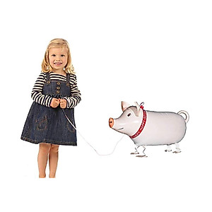 Borang Pack of 6 Walking Animal Balloons Farm Animal Balloon Birthday Party BBQ Party Décor(Pony,Duck,Rooster,Cow,Pig,Sheep)