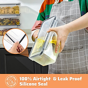 [6 Pack] 3.2L Airtight Pasta, Spaghetti Storage Containers Set with 6 Measuring Cups, BPA Free Plastic Food Containers with Lids for Kitchen, Pantry Organization and Storage