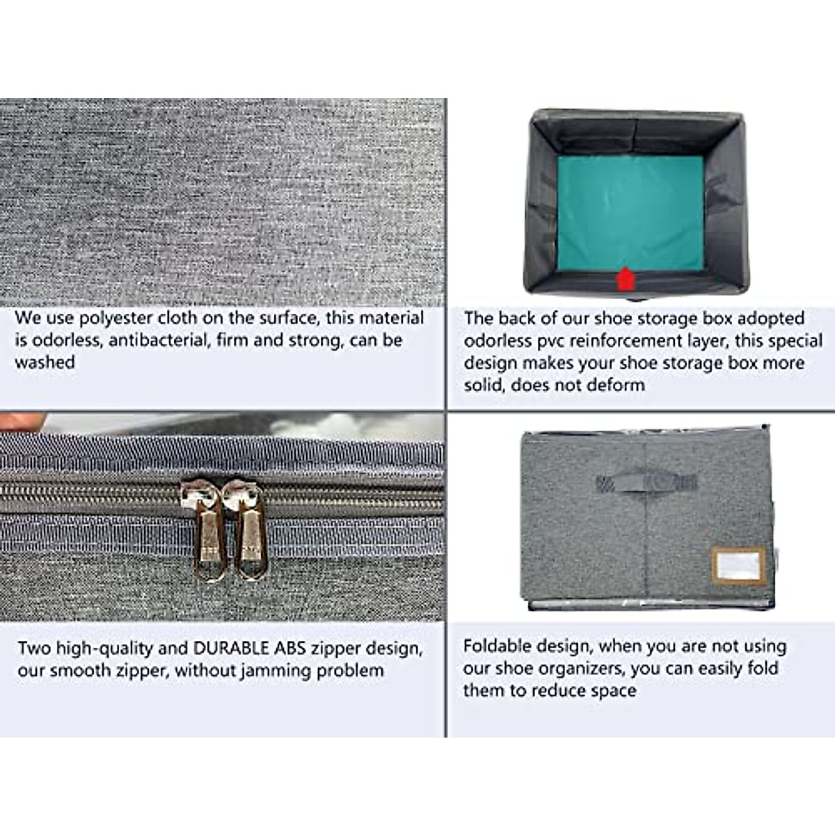 PENGLONG Adjustable Storage Bins for Closet, Wardrobe Clothes Organizer, Shoe Bin, Shoe Organizer, Toys, Closet Storage Solution with Clear Window (Dark Grey Mesh Bag)