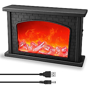 Fireplace Lights, IMAGE Fireplace Lantern LED Flame USB/Battery Powered, Flameless Fire Light for Home Decor, Christmas Ornaments