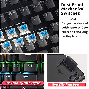 K917 RGB Mechanical Gaming Keyboard 87Key Retro Keyboard-Blue Switch-LED Backlit- Round Keycaps Anti-Ghosting Mechanical Illuminated Keyboard for PC Gaming and MAC (Retro-Black)