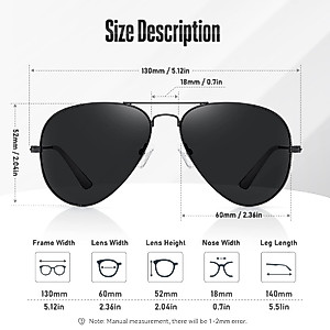 kunchu Classic Aviator Sunglasses for Men Womens Sunglasses Driving Polarized Sunglasses UV 400 Lens Protection