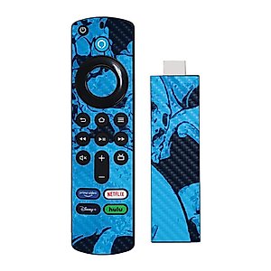 MightySkins Carbon Fiber Skin Compatible with Amazon Fire TV Stick 4K Max - Blue Skulls | Protective, Durable Textured Carbon Fiber Finish | Easy to Apply and Change Styles | Made in The USA
