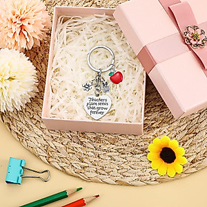 Kigeli 16 Pieces Teacher Appreciation Gift Teacher Keychain Heart Shape Pendant Key Chain Graduation Back to School Christmas Thank You Gift for Teacher