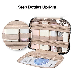 BAGSMART Toiletry Bag Hanging Travel Makeup Organizer with TSA Approved Transparent Cosmetic Bag Makeup Bag for Full Sized Toiletries, Medium-Black