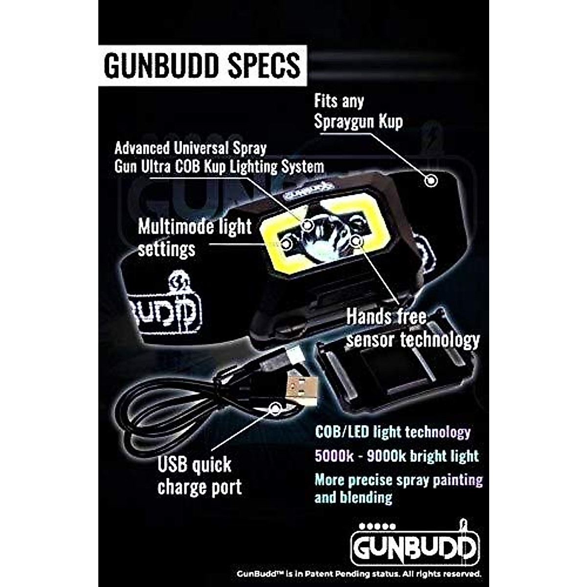 GunBudd Universal Automotive Spray Paint Gun COB/LED Ultra Lighting System