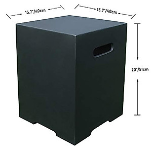 Modeno Black Propane Tank Cover Fire Pit Accessories Square 20 Inches Concrete Outdoor Side Table Fits Standard 20 Pound Propane Tank Hideaway Table