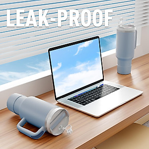 KISSKIND 40 oz Tumbler with Handle and Straw Lid Accessories, Straw Topper, Silicone Spill Proof Stopper, Silicone Boot, Stainless Steel Water Bottle 40oz Insulated Cup, Ideal Gift, Olympic Blue