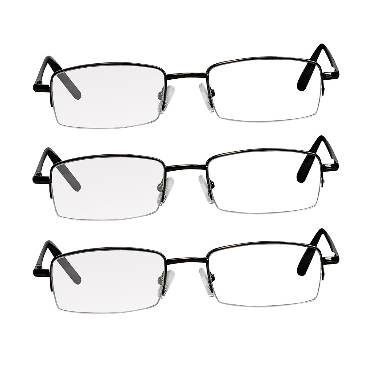 TruVision Readers 3 Pk - Gunmetal Metal Frames and Clear Acrylic Lenses 3.00