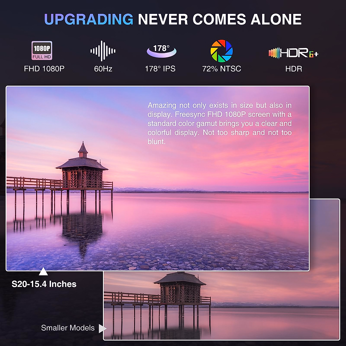 L LIMINK S20 15.4" Triple Portable Monitor for 15.6-18.5" Laptops | 1080P IPS HDR Dual Freestanding Narrow-Bezel Laptop Screen Extender | Compatible with MacOS & Windows | Powered by USB-C & HDMI