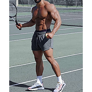 EVERWORTH Men's 5 Inch Inseam Workout Shorts Athletic Gym Shorts Bodybuilding Short Shorts Casual Running Shorts Black US S