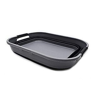 SAMMART 17.5L (4.6 Gallon) Small Collapsible/Foldable/Pop Up/Portable Washing Tub, Water Capacity 13.5L (1, Grey/Black)