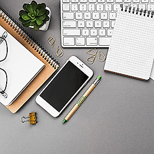 Cheersville 5 Pack of Pencil Lookalike Pens With Motivational Quotes - Ballpoint Black Ink Teacher Office Supplies Teamwork Environmentally Friendly and Biodegradable - Gift for Employee