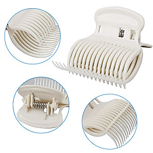 18 Pieces Hot Roller Clips Plastic Hair Curler Claw Clips Replacement Roller Clips for Small, Medium, Large and Jumbo Hair Rollers (White)