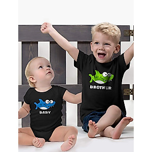 Big Brother Little Brother Outfits Shark Matching Gifts for Siblings Set Brother Gray 3T / Baby Gray 12M (6-12M)