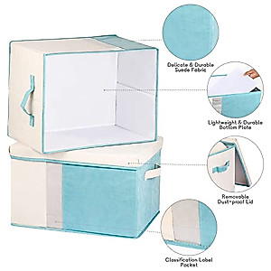Storage Bins with Lids Large Closet Organizers and Storage Baskets Folding Storage Boxes with Handles Fabric Clothes Storage Containers for Organizing, 2-Pack (15.7x11.8x10.2 Inch)
