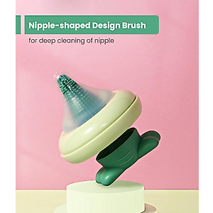 Ariseno 5-in-1 Baby Bottle Brush Set, Bottle Brush for Baby, Baby Bottle Scrubber, Including Silicone & Nylon Bottle Brush, Bottle Cap Brush, Straw Brush, Nipple Brush, BPA-Free (Red)