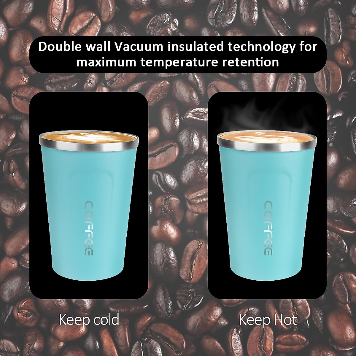 CS COSDDI 12 oz Stainless Steel Vacuum Insulated Tumbler - Coffee Travel Mug Spill Proof with Lid - Coffee Cups for Keep Hot/Ice Coffee,Tea and Beer