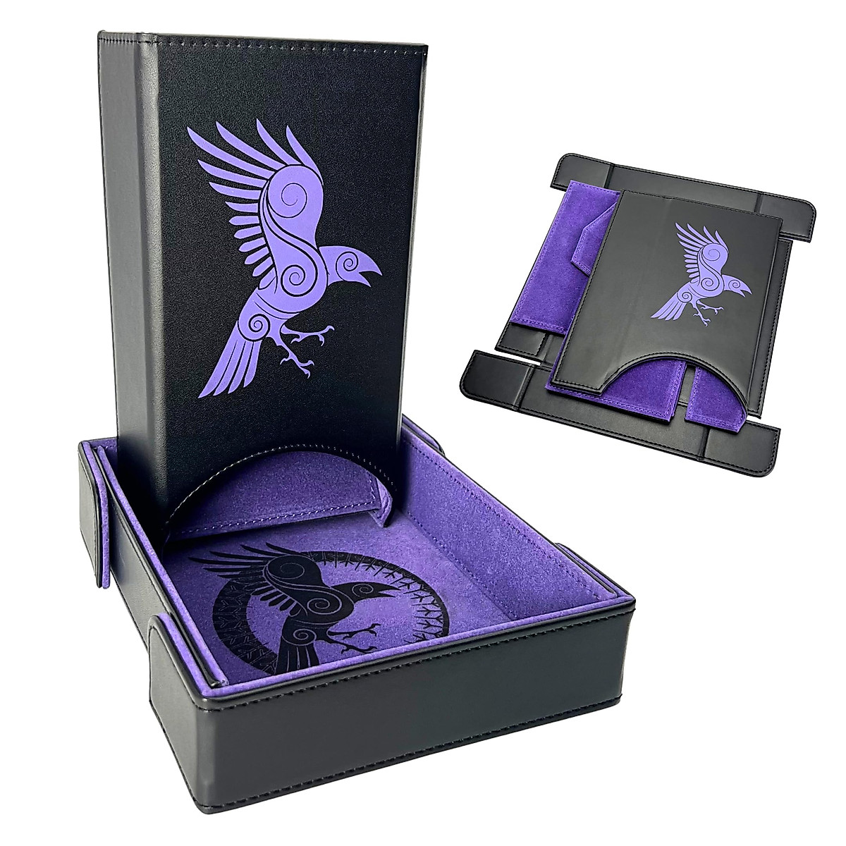 Luck Lab Folding Dice Tower and Dice Tray for RPG Table Top Gaming - Black/Purple - Raven Design