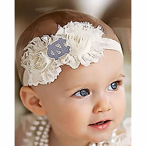 Future Tailgater North Carolina UNC Tar Heels Baby/Toddler Shabby Flower Hair Bow Headband (6-12 months/ 14")
