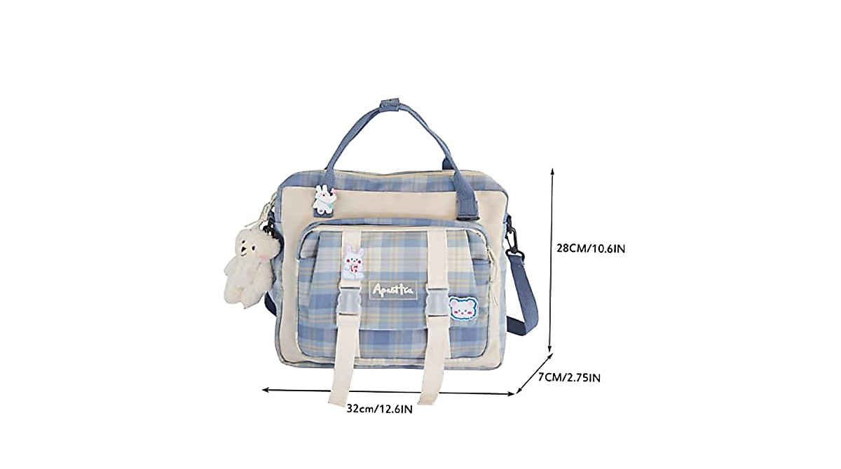 Kawaii Backpack with Pins & Bear Plush - Cute Japanese School Bag