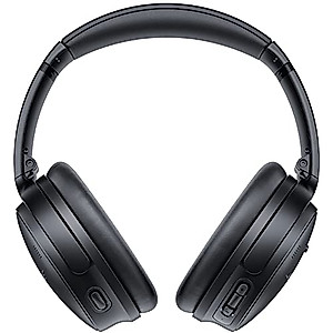 Bose QuietComfort 45 Wireless Noise-Canceling Headphones (Triple Black) Bundle with Headphone Stand + USB Wall Adapter + Headphone Cleaning Kit (Renewed)