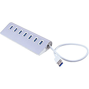JacobsParts 7-Port USB 3.0 Hub 5Gbps Aluminum Portable for PC Laptop Notebook Desktop